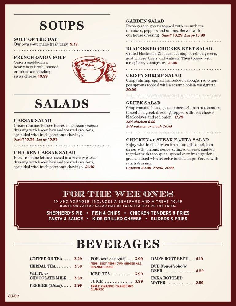 Menu | The Butcher and Banker